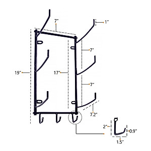Wall Mount Yoga Mat Foam Roller and Towel Rack with 3 Hooks for Hanging Yoga Strap and Resistance Bands, 3-Sectional Metal (Black)