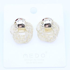 AOOF Genuine Gold Electroplating Source Manufacturer Earrings Korean Style Fashion Earrings Women's Mesh Hand Wound Crystal Earrings Golden
