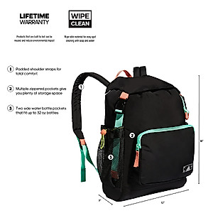 adidas Saturday Backpack, Black/Pulse Mint Green/Semi Coral Fusion Pink, One Size