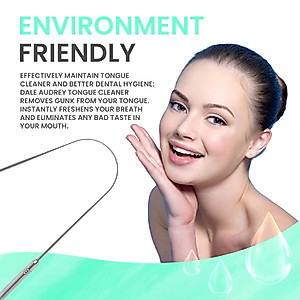 Dale Audrey Tongue Scraper for Adults | Professional Flexible Metal Tongue Brush for Oral Care | Stainless Steel Tongue Cleaner, Help Fight Bad Breath, Easy to Use, Fresh Breath