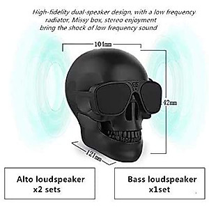 Mingyuan Bluetooth Speaker with Skull Head Shape Portable Wireless Speaker for Desktop PC/Laptop Notebook/Mobile Phone/MP3/MP4 Player(Cable Charger Gift)
