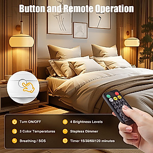 Brightown E26 Rechargeable Light Bulb with Remote Timer and 3 Color Temperatures, Battery Backup Bulb for Sconces and Lamps, E26 Detachable Charging for Non-Hardwired Fixture, Dimmer, 700LM