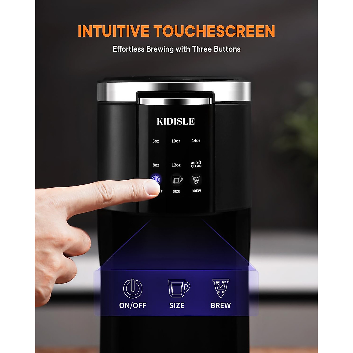 KIDISLE 3 in 1 Single Serve Coffee Maker for K Cup Pods & Ground Coffee & Teas, 6 to 14oz Brew Sizes, with 40oz Removable Water Reservoir, Self-cleaning Function, Black