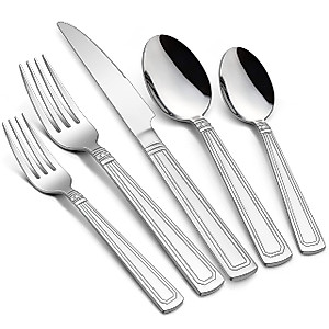 HaWare 40-Piece Heavy Duty Silverware Set, Stainless Steel Flatware Cutlery Set for 8, Fancy Tableware Eating Utensils for Home, Hotel, Restaurant, Include Dinner Knives Forks Spoons, Dishwasher Safe
