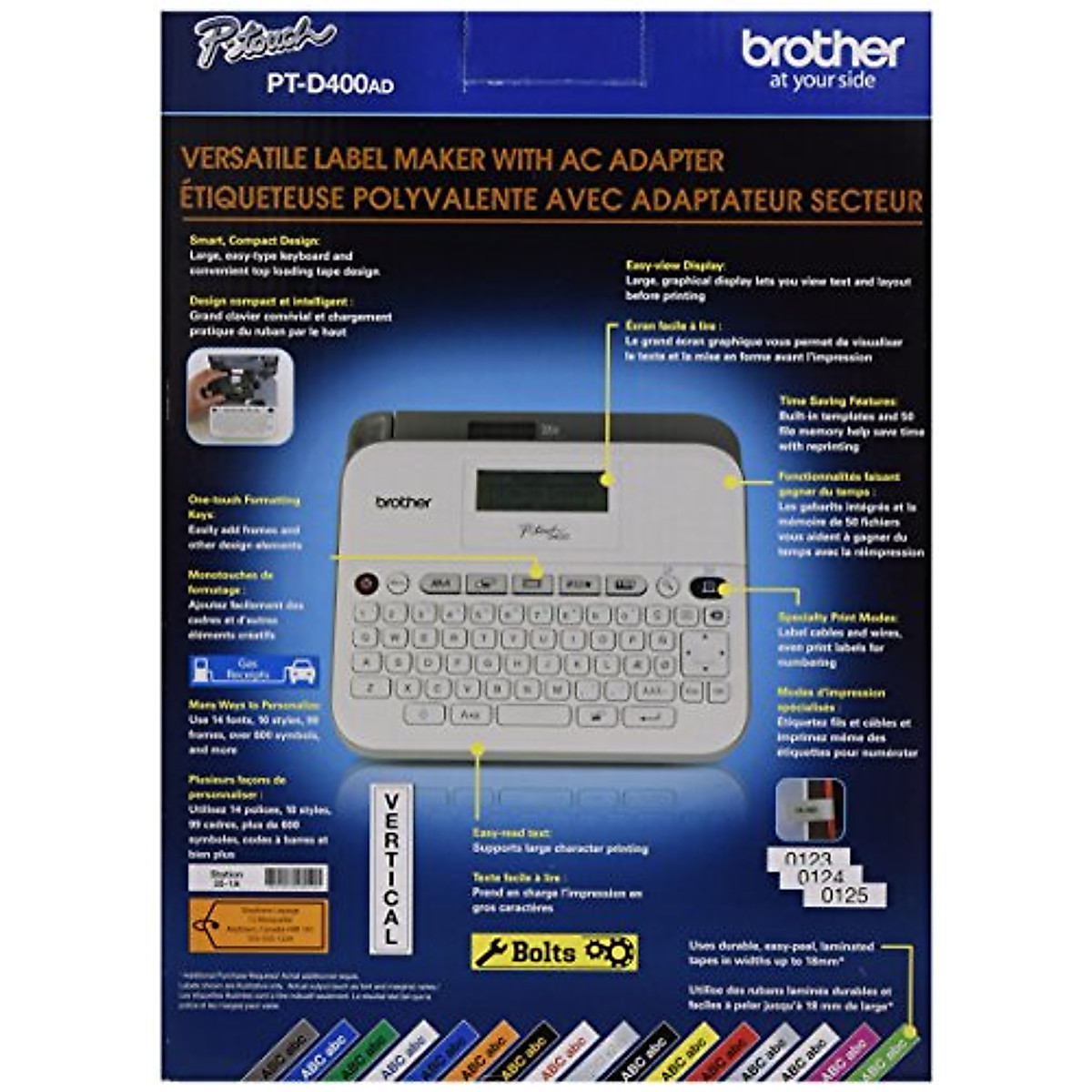 Brother Pt-d400ad Versatile, Easy-to-use Label Maker With Ac Adapter - Label, Tape - 0.14, 0.24,