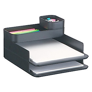 Safco Products 3285BL Stacking Plastic Desktop Sorter Set, Black,10" W x 12.25" D x 6.25" H