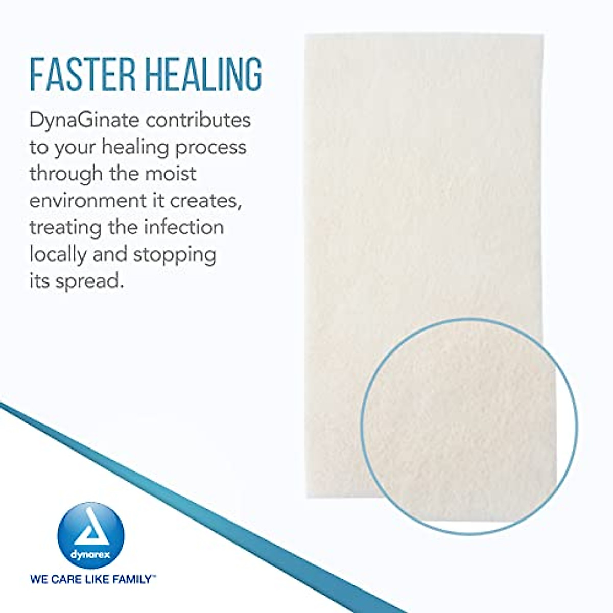 Dynarex DynaGinate Calcium Alginate Wound Dressing - Sterile, Non-Stick Topical Wound Pads - Absorbent Gel Patches For Moderate To High Exuding Cuts - 4"x 8", Box of 5