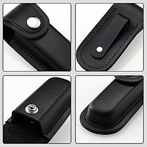 Pocket Knife Sheath, 4" Folding Pocket EDC Knife Case, Portable Pouch Knife Leather Holster with Snap Closure and Belt Loop, Accessory for Outdoor Climbing, Camping, Cycling and Hiking, Black