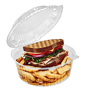 Nicole Home Collection 90 Count Plastic Salad Bowls with Hinged lids, 84 Oz. (90 sets) To-Go Disposable Containers