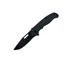 Demko Knives AD20.5 Shark Lock Folding Knife D2 Blade AD 20.5 Grivory Handle Flipper EDC Fidget Folder (Grey Scale/DLC Black/Clip Point)