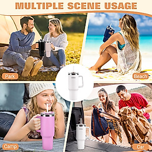 WYHVAND 40 oz Tumbler with Handle, Stainless Steel Insulated Tumbler with Lid and Straw Keeps Drinks Cold and Hot, The Best Birthday Gifts for Family, Friends -Cream