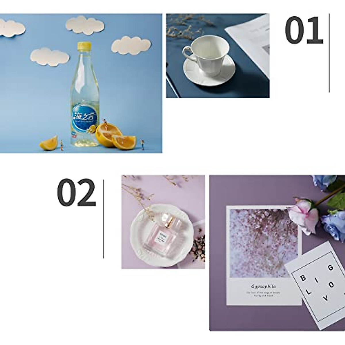 EOAJAFOU 5pcs 34x22in Morandi Background Paper Photography Backdrops Solid Color Photo Background for Food, Pastry, Jewelry, Cosmetics Backdrop Shoot