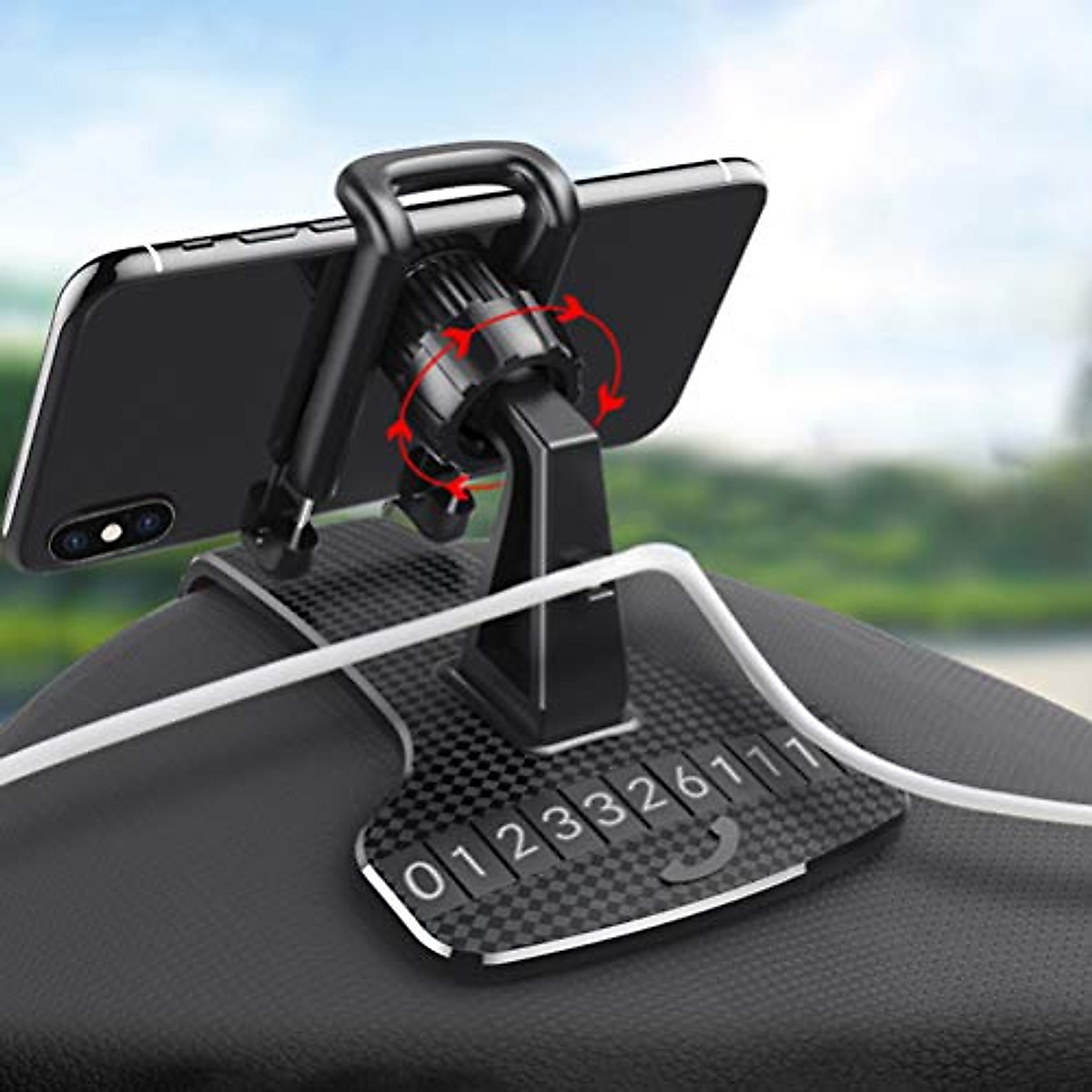 Garneck Car Dashboard Phone Stand 360°Rotate Car Cell Phone Mount Phone Holder Phone Bracket Clip Navigator Rack Car Parking Sign Holder for Car Vehicle (Black)