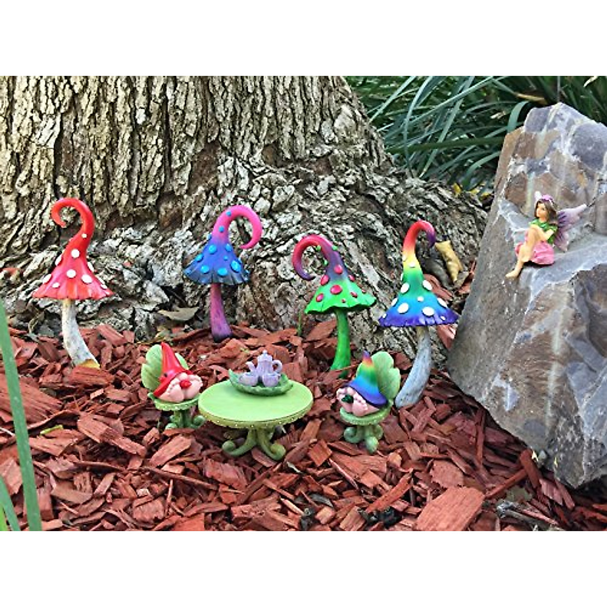 GlitZGlam Magical Miniature Mushroom Collection - 4 Fairy Garden Beautiful Miniature Mushrooms Included. A Gnome- Fairy Garden Accessory