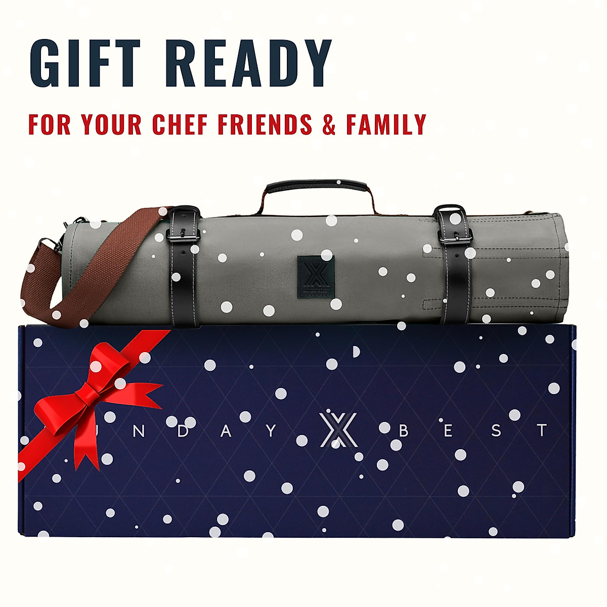 Sunday X Best Heavy Duty Waxed Canvas Chef Knife Roll Bag - Holds & Protects up to 12 Knives - Zipper Pocket for Utensil Storage - Perfect Knife Bag for Chefs on the Go (Stone Grey)