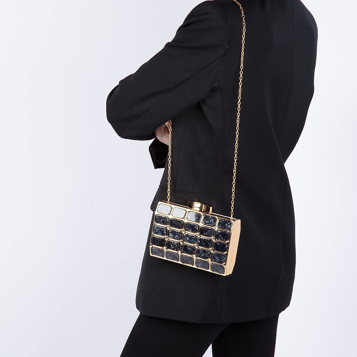 Gripit Acrylic Small Cube Clutch Purse for Women Black Clutch Purse Formal Fancy Purses Evening Clutch Handbag for Banquet