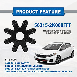 4-Pack Flexible Steering Coupler Replacement, 56315-2K000FFF Nylon Pad Plastic Rubber Wheel, Steering Coupling Steering Column Motor Compatible with Hyundai and Kia (Black)