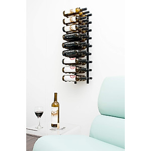 VintageView W Series (3 Ft) - 27 Bottle Wall Mounted Wine Rack (Satin Black) Stylish Modern Wine Storage with Label Forward Design