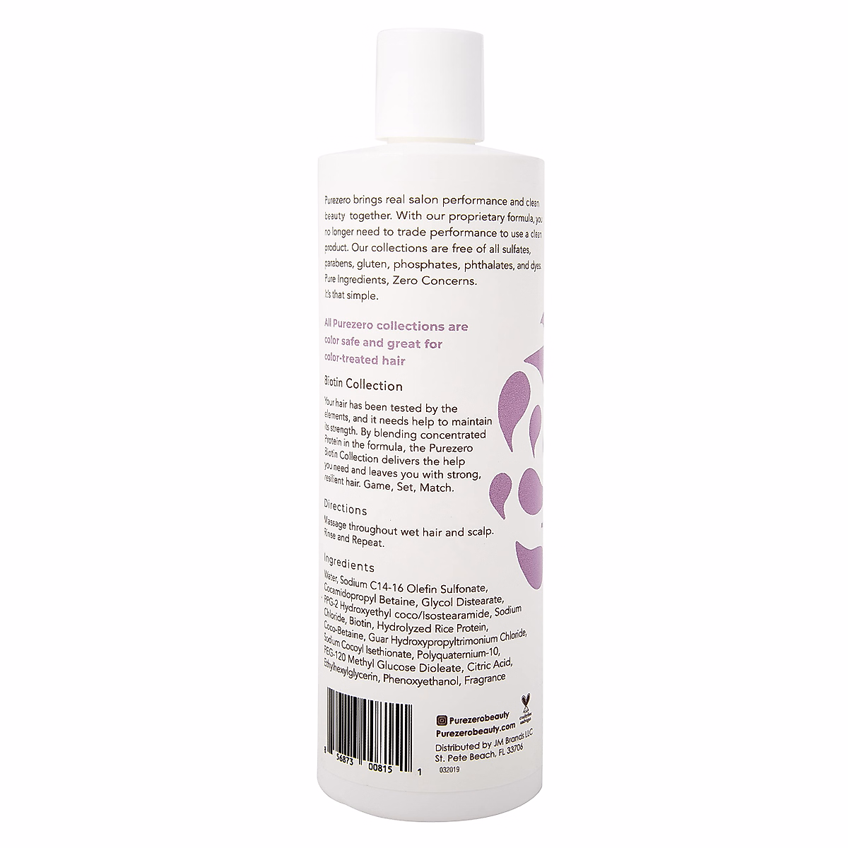 Purezero Biotin Strengthening Shampoo - 12 Fl Ounce - Volumizing, Thicker, Fuller Hair - Zero Sulfates, Parabens, Dyes, Gluten - 100% Vegan & Cruelty Free