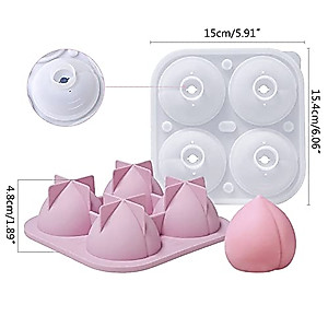 For Creative 4 Cells Peach Ice Cube Moulds With Lid Silicone Material Ice Tray Mold Ice Boxes Home Made Quick-fre Ice Cube Maker Machine