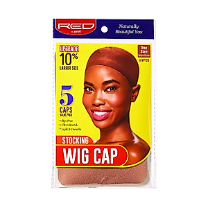 KISS NEW YORK Stocking Wig Cap 5 PCS (Natural Brown) with Lace Wig Powder Tinted (Medium Brown)