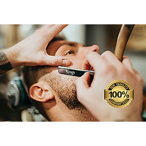 Cut Throat Straight Razor for Men by KING'S CUT THROAT ® - Men’s Cutthroat Shaving Straight Slider – Leather Travel Pouch and Velvet Kit Bag Included – Essential Male Grooming Accessory for Beards