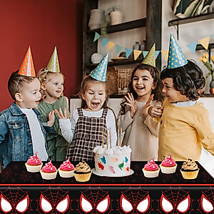 QICI 3PCS Black Spider Birthday Party Tablecloth 51.2 x 86.6 inch, Plastic Tablecloth Spider Party Table Cover for Kids Birthday Party Supplies Decorations