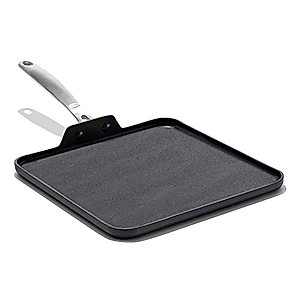 OXO Enhanced 11" Griddle Pan, PFAS-Free Ceramic Nonstick, Durable Hard Anodized Cookware, Scratch Resistant, Stainless Steel Handle, Good Grips, Dishwasher/Oven Safe, Black
