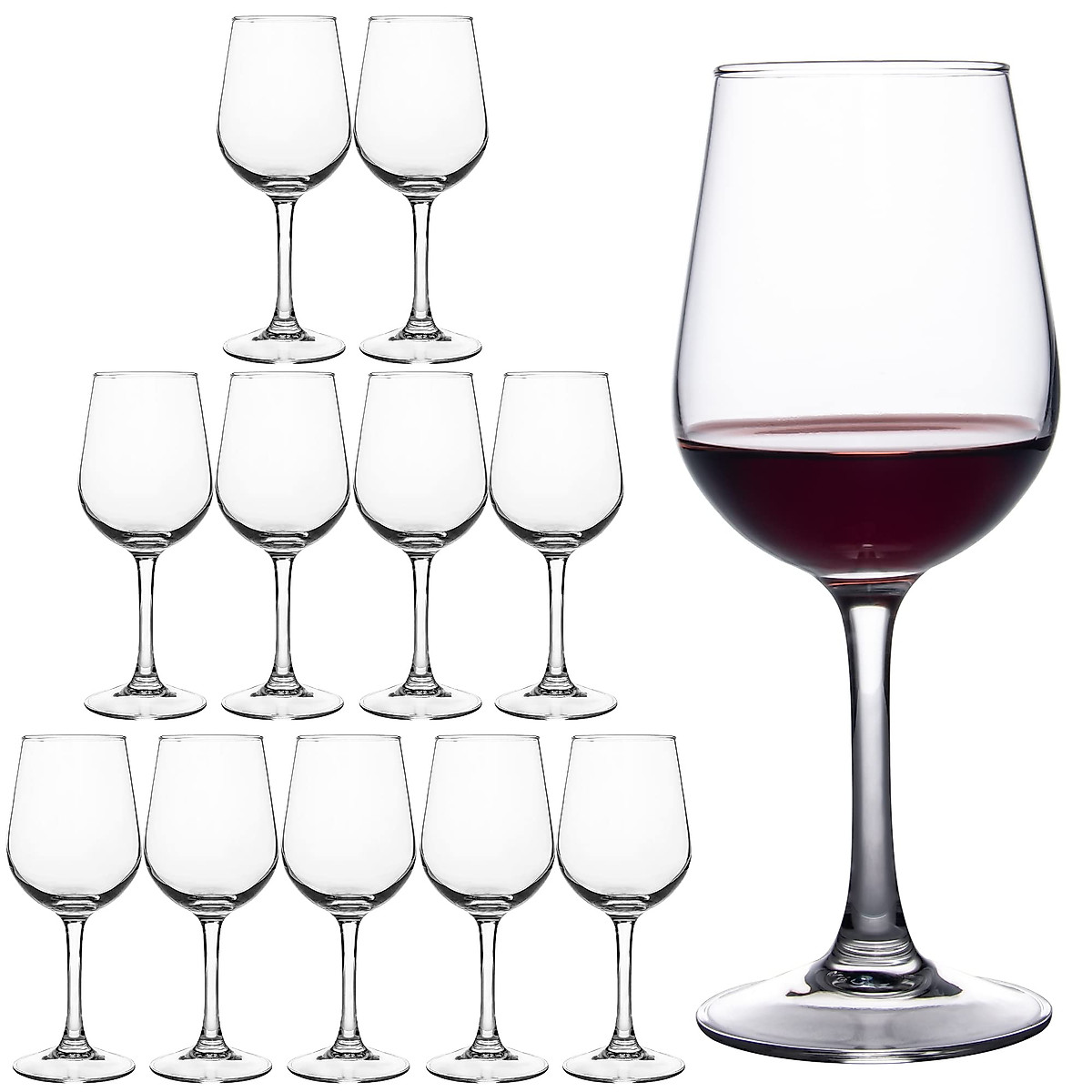 FAWLES Fully Tempered Wine Glasses, Shock Resistant Wine Glass Set for Red or White Wine, Dishwasher Safe Stem Glasses for Restaurants, Bars, Home (Set of 12, 12 oz)