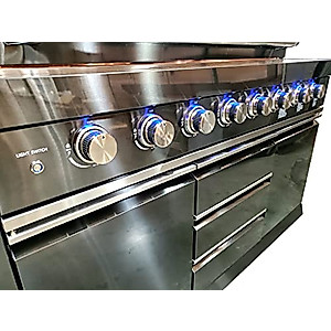 MCP Island Grills Black Stainless Steel 6 Burner 2 Modular Piece Marble Top BBQ Outdoor Electric Propane Grill Kitchen with Refrigerator, Sink, Side Burner, LED Lights on Knobs, & Protective Cover