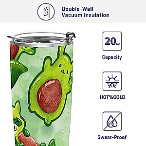 Kigai Stainless Steel Water Bottles Tumbler with Lids & Straws Vacuum Insulated Leak Proof Travel coffee Mug BPA FREE Smoothie Cup 12 OZ, Avocado Animals56954