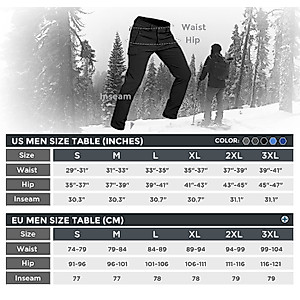 Wespornow Men's-Fleece-Lined-Hiking-Pants Water-Resistance-Snow-Ski-Pants Softshell Snowboarding Pants for Winter, Skiing, Outdoor (Black, XX-Large)