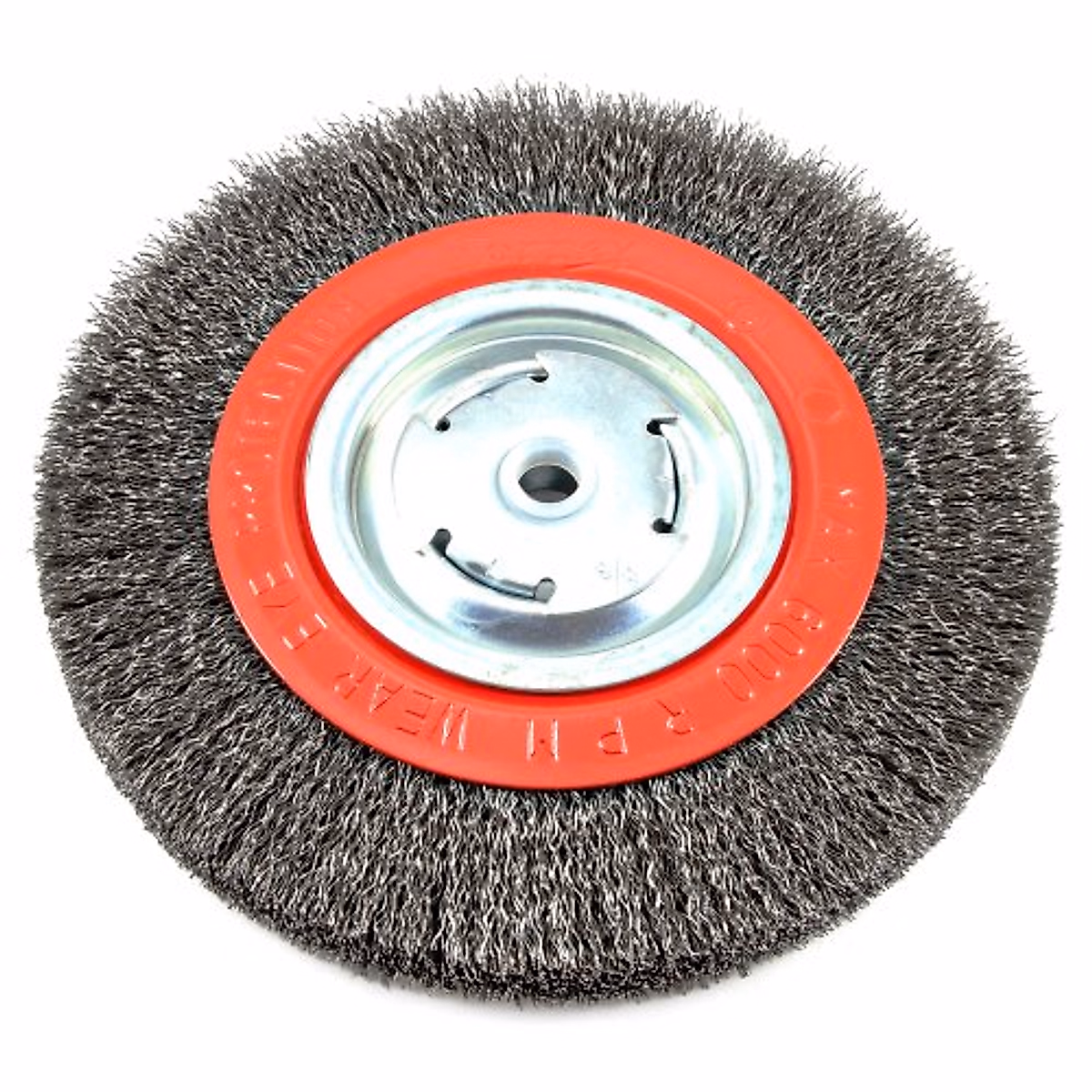 Forney 72762 Wire Bench Wheel Brush, Wide Face Coarse Crimped with 1/2-Inch and 5/8-Inch Arbor, 8-Inch-by-.014-Inch