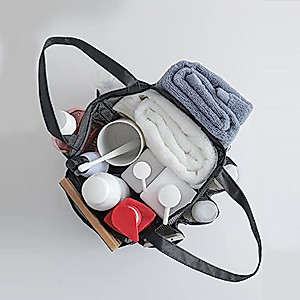 convinced8 Mesh Shower Caddy Basket, Mesh Totes-Shower Caddy Portable Bath & Toiletry Organizer-Bag with 8 Outer Pockets for College Dorm, Travel, Camping (Gray, One Size)