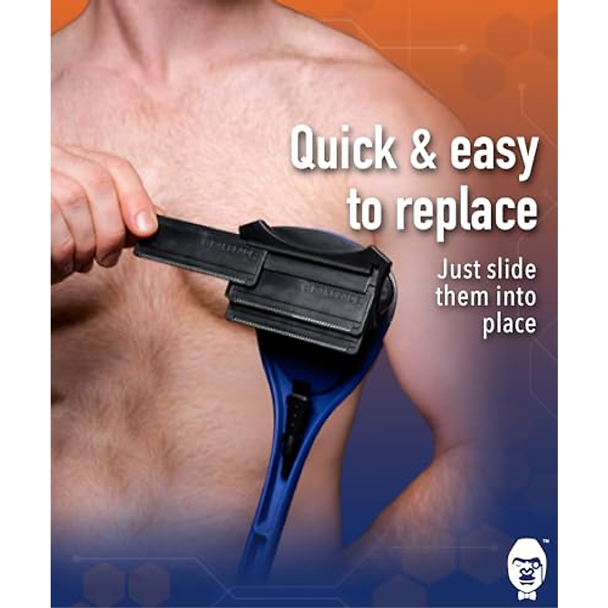 baKblade 2.0 Back Hair and Body Shaver Refill Cartridges for 2.0 and 2.0 Elite Shavers - Dryglide Technology (12 Razors Included)