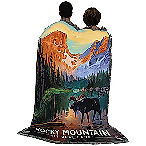 Pure Country Weavers Rocky Mountain National Park Blanket by Kai Carpenter - Anderson Design Group Inc - Gift Tapestry Throw Woven from Cotton - Made in The USA (72x54)