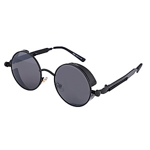 FEISEDY Retro Gothic Steampunk Sunglasses Round Metal Frame Punk Circle Inspired Shade Men B1857