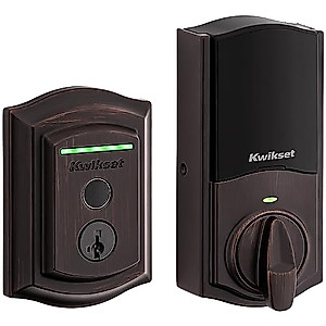 Kwikset Halo Fingerprint Wi-Fi Smart Door Lock, Keyless Touch Entry Electronic Traditional Deadbolt, No Hub Required App Remote Control, With SmartKey Re-Key Security, Venetian Bronze