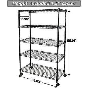 YSSOA 4-Tier Heavy Duty Storage Shelving Unit,Black,36Lx14Wx54H inch, 1 Pack