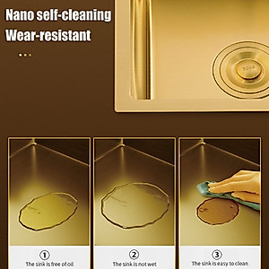 FAFACAI Kitchen Sink Golden Bar Sink Stainless Steel Set Balcony Mini Handmade Pool with Faucet Drop in Or Undermount (Color : Gold, Size : 45x30x23cm) (Gold 45x30x23cm)