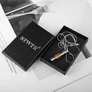 STWTR Cremation Jewelry Cylindrical Pendant Necklace, used for female ashes, men's flower souvenir commemorative jewelry, used for human pet urn pendant (C)