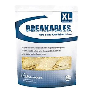 CEVA Animal Health Breakables Clenz-A-Dent Rawhide Dental Chews for Dogs, X-Large/> 55 lb/15 Count