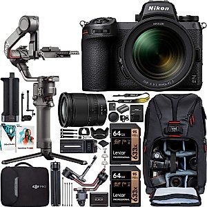 Nikon Z6II Mirrorless Full Frame Camera with 24-70mm F4 Lens Kit 1663 FX-Format 4K UHD Video Filmmaker's Kit with DJI RS 2 Gimbal 3-Axis Handheld Stabilizer Bundle + Deco Photo Backpack + Software