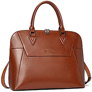 BOSTANTEN Briefcase for Women Leather 15.6 inch Laptop Shoulder Bags Office Work Crossbody Handbag Brown
