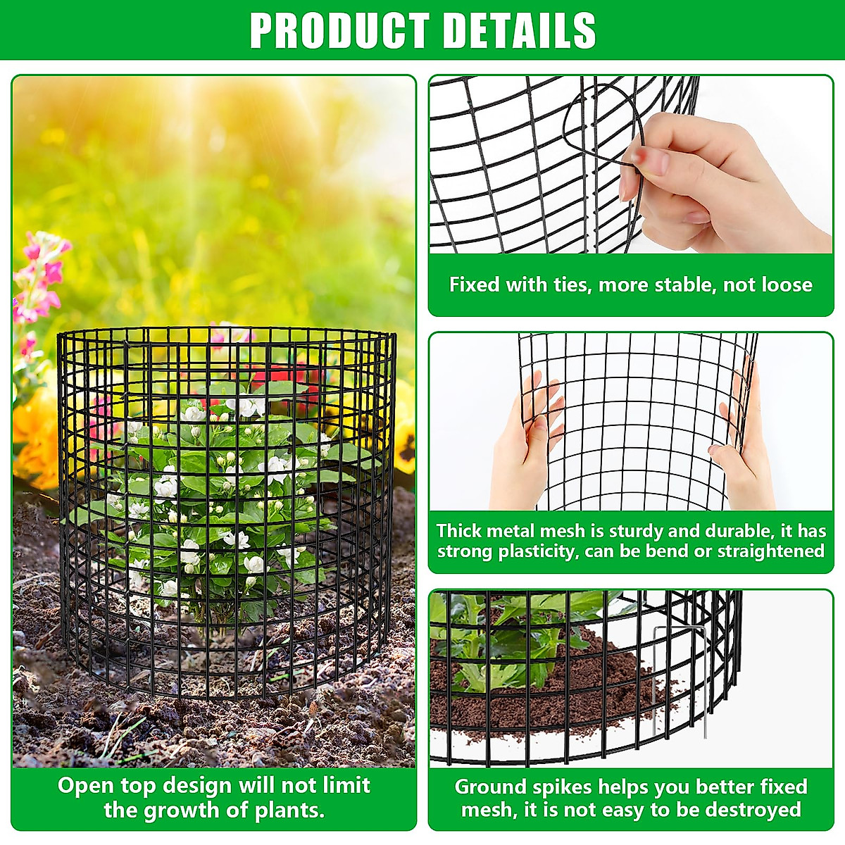 5 Pack Plant Protector from Animals, 13x12 inch Wire Plant Cages Mesh Plant Cage Garden Plant Protector, Sturdy Bunny Barricades Chicken Wire Cloche Plant Protectors for Keeping Bunny Animals Out