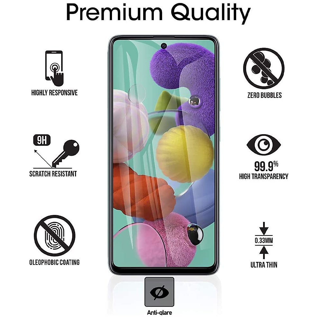 NC 2 Pack Privacy Screen Protector Compatible with Samsung Galaxy A33 / A42 / A32 / A12/ A13 / A02S / A03S, Tempered Glass Anti-Glare Full Coverage Film, Anti-Spy Black Shield Saver