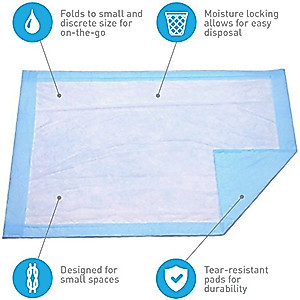 Disposable Baby Changing Pad Liner - Economy Pack 50 Count (17 x 24 Inch) - Waterproof Absorbent Blue Hospital Underpad for Incontinence with Moisture Protector - Small Chux by BrightCare