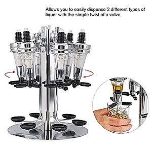 Liquor Dispenser, 6 Bottle Revolving Alcohol Rotating Dispenser Wine Beer Alcohol Bottle Beverage Stand Revolving Nozzle Drinkware Set for Wine Racks Cocktail Dispenser Wine Holder Bar Party Drinking