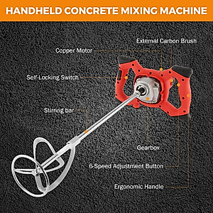 BEAMNOVA Electric Handheld Cement Mixer 2100W Concrete Mixer Machine Industrial Portable Hand Paint Stirrer for Mixing Feed, Oil Paint, Resins
