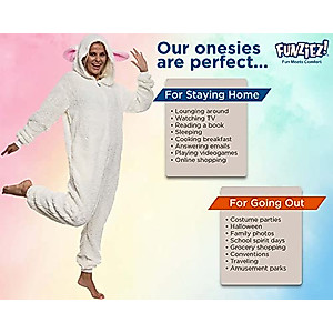 Funziez! Slim Fit Sherpa Adult Onesie - Animal Halloween Costume - Plush One Piece Cosplay Suit for Women and Men